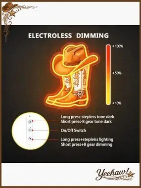Wall Decor | Cowboy Boot Hat Neon Sign Wall Decor Dimmable Led Light ...